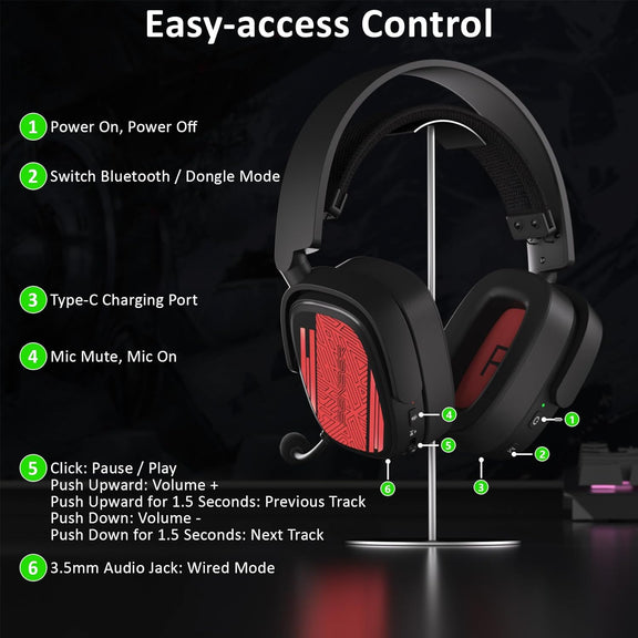 SENZER X100 Wireless Gaming Headset for PS5 PS4 PC Switch Bluetooth Ga ...